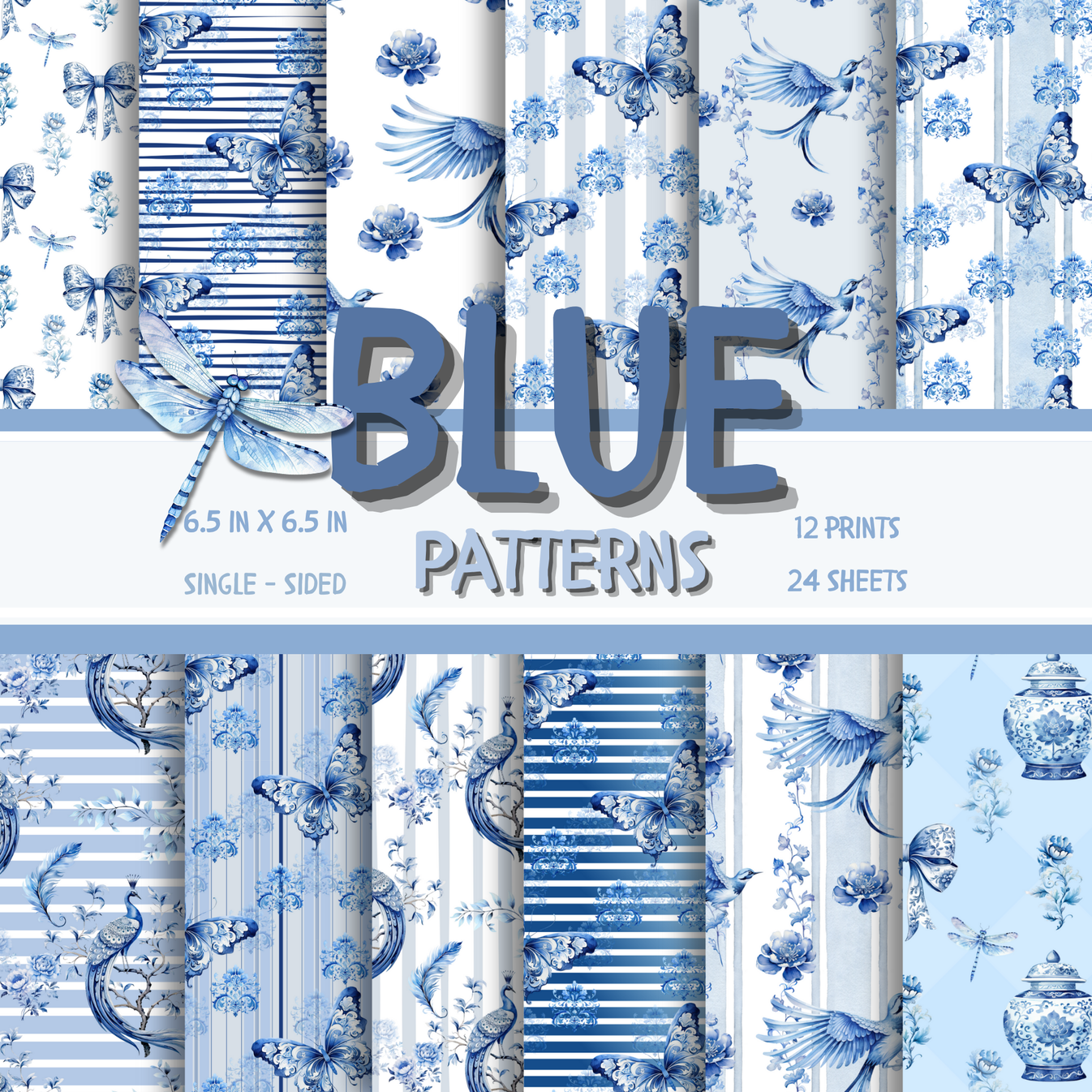 Blue Bird Pattern Decorative Paper – Whimsy and Paper