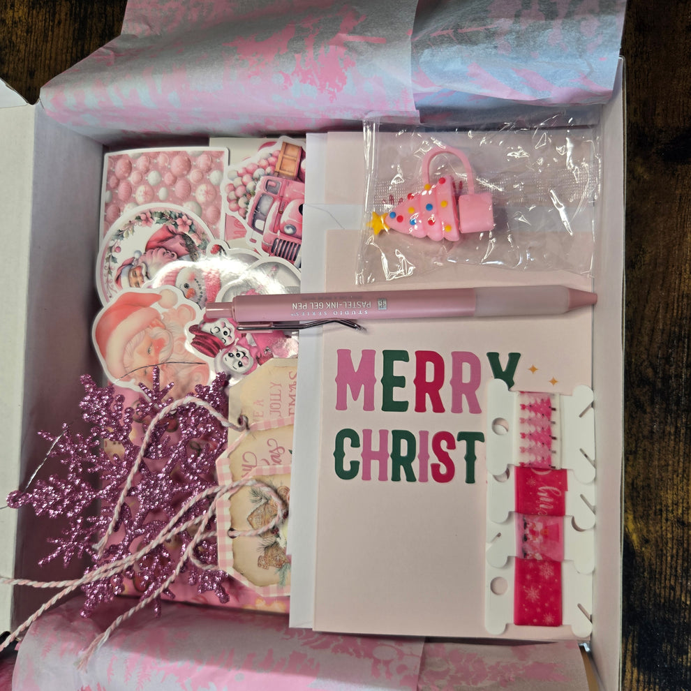 Curated Pink Christmas Scrapbooking Kit – Whimsy and Paper