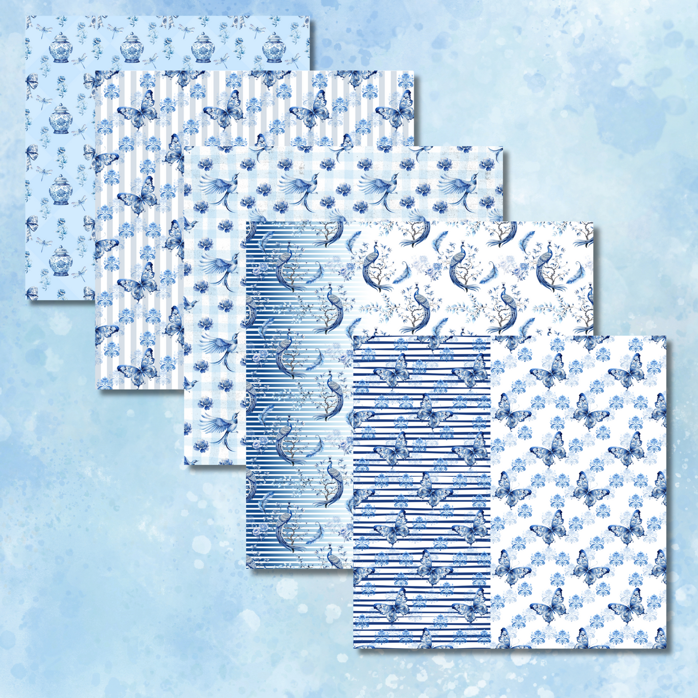 Blue Bird Pattern Decorative Paper – Whimsy and Paper